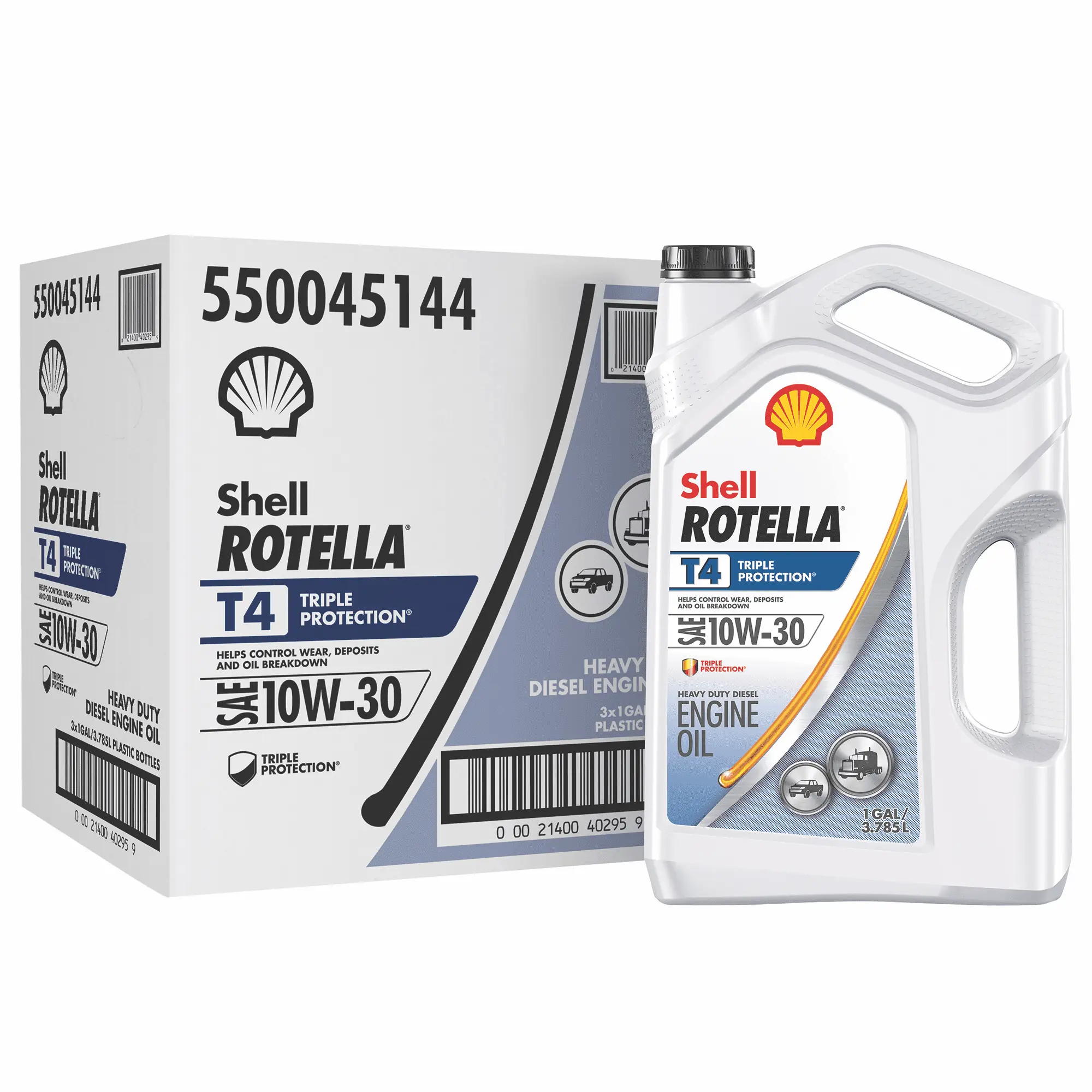 Shell Rotella T4 Triple Protection 10W-30 Diesel Motor Oil, 1 Gallon, 3 ...